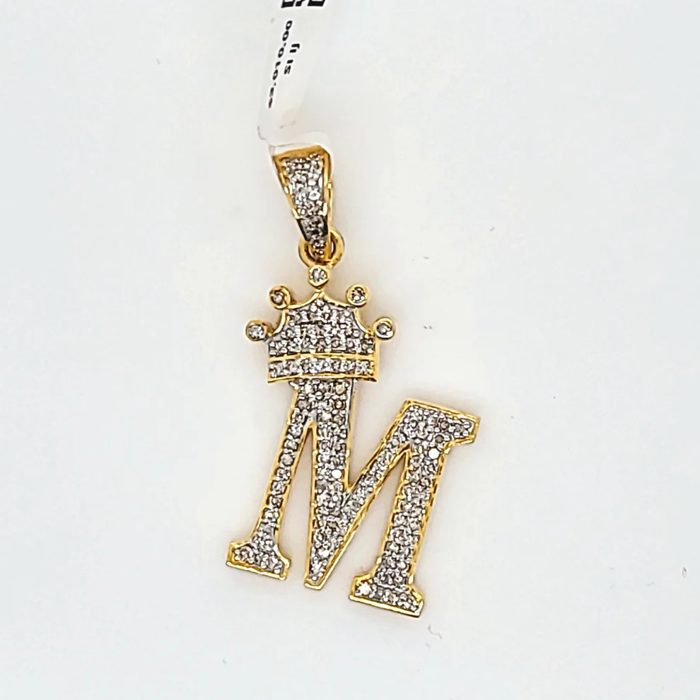 Letter M Diamond Pendant - Ocean Wave Jewellery